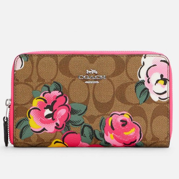 Coach | Bags | Coach Id Zip Wallet In Signature Canvas With Vintage ...